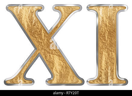 Roman numeral XI, undecim, 11, eleven, isolated on white background, 3d ...