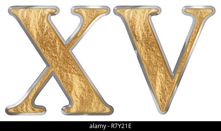 Roman numeral XV, quindecim, 15, fifteen, isolated on white background ...