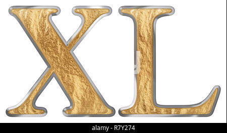 Roman numeral XL, quadraginta, 40, forty, isolated on white background ...