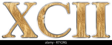 Roman numeral XCII, duo et nonaginta, 92, ninety two, isolated on white ...