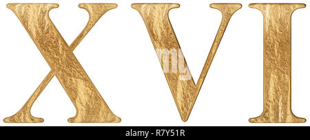 Roman numeral XVI, sedecim, 16, sixteen, reflected on the water surface ...