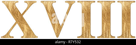 Roman numeral XVIII, duodeviginti, 18, eighteen, reflected on the water ...