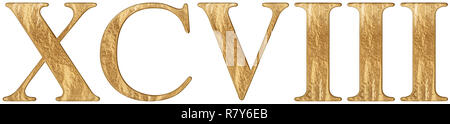 Roman numeral XCVIII, octo et nonaginta, 98, ninety eight, isolated on ...