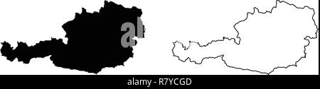 Austria map outline - smooth country shape map vector Stock Vector Art ...