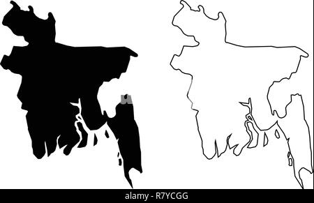 Map of Bangladesh - outline. Silhouette of Bangladesh map illustration ...