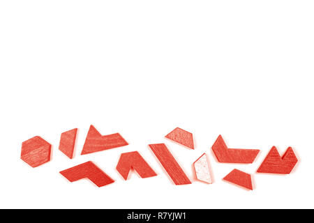 A hexagon tangram puzzle in Living Coral Stock Photo - Alamy