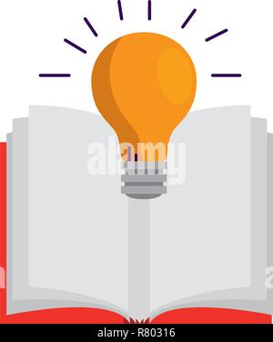 Light bulb and open book or textbook vector icon. Lightbulb, knowledge, education concept ...