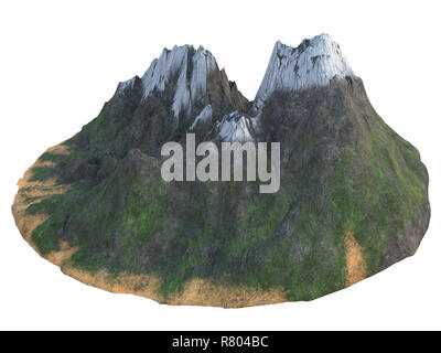 3D illustration snowy mountains Isolated on white background Stock ...