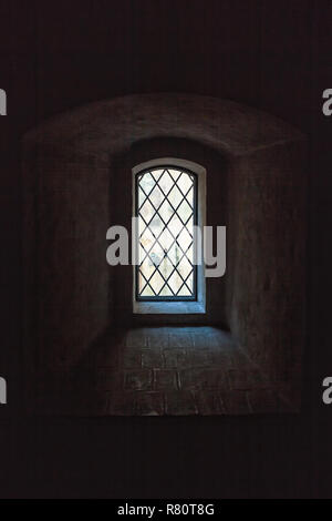 Window bars of a medieval castle-like building, iron bars on a window ...