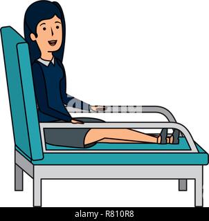 businesswoman sitting in psychiatrist chair vector illustration design ...