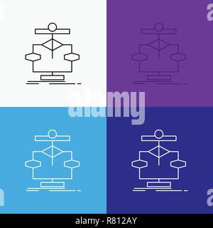 Flow diagram app icon. Flowchart. Process visualization. Problem solving stages. Program logic ...