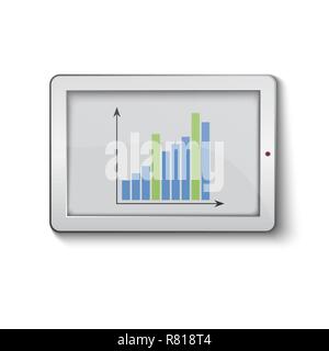 Vertical bar graph, diagram representing growth icon in mobile tab ...