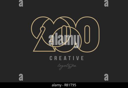 yellow black line number 200 logo icon for a company business or ...