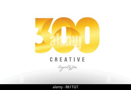 Golden Creative number 300 logo with leading lines and road concept ...