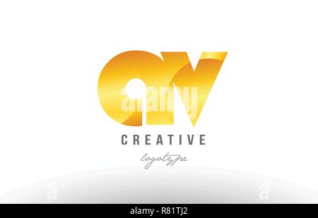 combination letter av a v gold golden alphabet logo icon design with ...