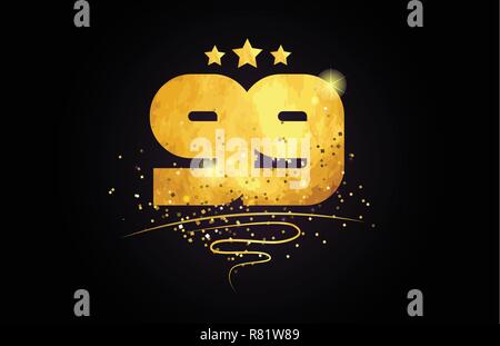 Number 99 9 logo design with golden circle and white leaves on branches ...