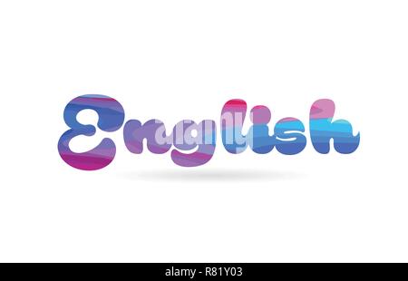 English Creative Word Text with Handwritten Rainbow Vibrant Colors and ...