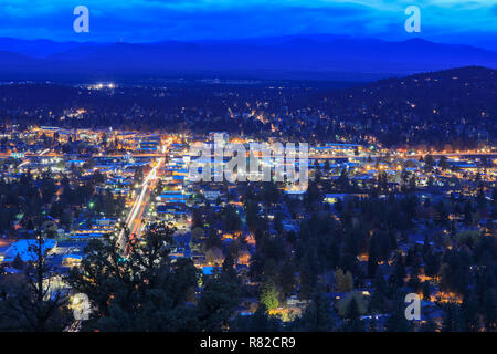 Panorama of Bend, Oregon from Pilot Butte; the mountains of the central ...