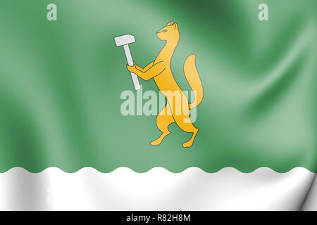3D Flag of Beloretsk (Bashkortostan), Russia. 3D Illustration Stock ...