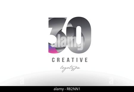 grey 30 number logo icon design with red dot. Creative template for ...