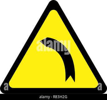 Warning sign with left bend symbol Stock Photo - Alamy