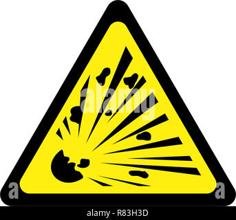 Yellow hazard sign with explosive substances symbol Stock Photo - Alamy