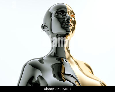 Black and gold female body separated by line as symbol of balance and ...