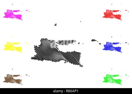 Jawa Timur, East Java administrative and political vector map ...