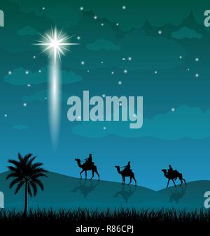 People on camels, caravan, desert tourism flat color line icon Stock ...