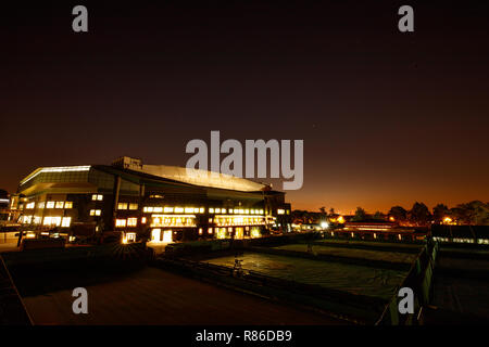 General view exterior shots of Centre Court with cars at night during ...