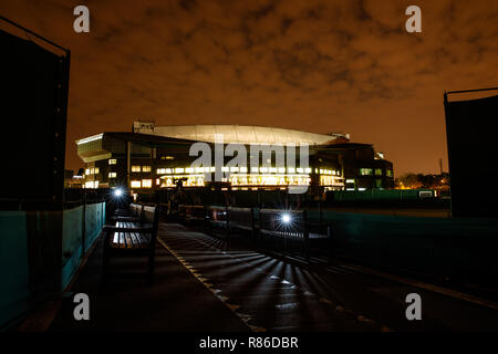 General view exterior shots of Centre Court at night during the ...