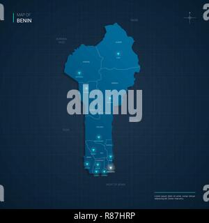 Benin political map of administrative divisions - departments. Grey ...