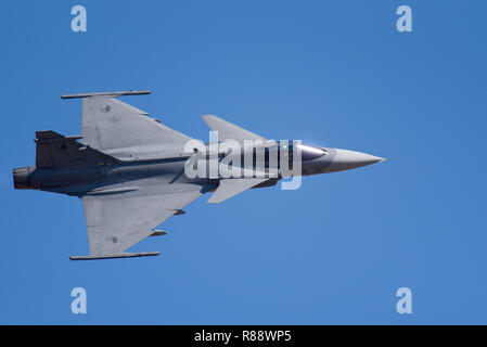 Jas 39 Gripen C, air show, Örebro airport, Örebro, Sweden. Staff from ...