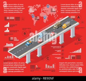 Road and traffic safety infographics vector template. Highway with road ...