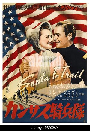 SANTA FE TRAIL Poster for 1940 Warner Bros film with Errol Flynn Stock ...