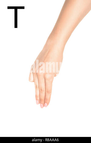 female hand showing cyrillic letter, sign language, isolated on white ...