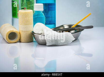 treatment of the wound with hydrogen peroxide Stock Photo - Alamy