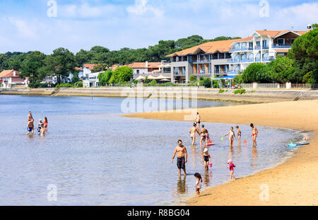 France, Landes, Hossegor, Hossegor beach and lake (aerial view Stock ...
