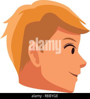 Man face cartoon sideview isolated cartoon in black and white Stock ...