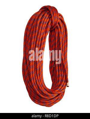 Red climbing rope on white background Stock Photo - Alamy