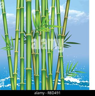 Hand-drawn green bamboo background with space for text Stock Vector ...
