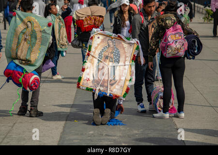 A pilgrim crawling towards the Basilica of Our Lady of Guadalupe in ...
