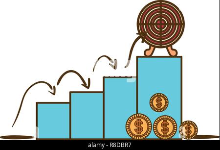 bar chart with target shooting isolated icon Stock Vector Image & Art ...