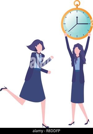 businesswomen with clock avatar character Stock Vector Image & Art - Alamy