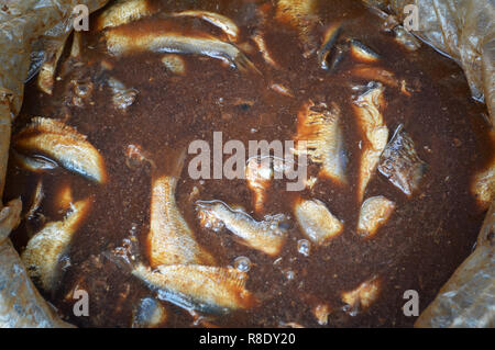 Pla-ra, traditional thai pickled fish at food market Stock Photo - Alamy