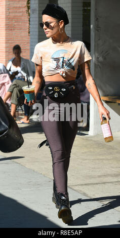 Halsey is all style as she picks up coffee wearing a Gucci belt bag and ...