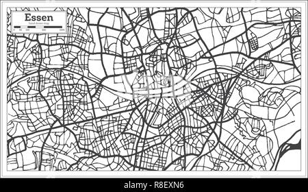 Essen Germany City Map in Retro Style. Outline Map. Vector Illustration ...