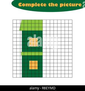 Draw the house. Complete the picture. Vector ecological drawing ...
