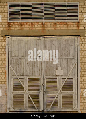 Texture of gray wooden gate from the high voltage electrical ...