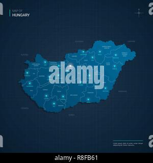 Hungary map. blue gradient vector map of European countries Stock ...